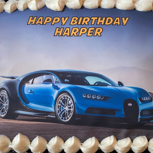 Bugatti Chiron Blue Edible Image Birthday Cake Topper 1/4 Sheet ...