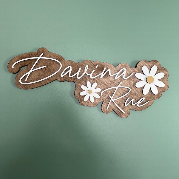 Daisy Name Sign, Nursery Name Sign, Daisy Nursery Decor, Name Sign for ...