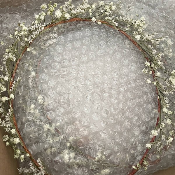 Real Dried Babys Breath and Statice Flower Crown: Ivory Wedding Tiara ...