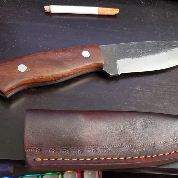 Handmade Bushcraft Knife With Sheath | Rosewood Fixed Blade Knife ...