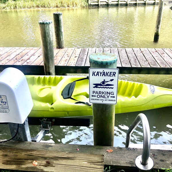 Kayaker Parking Sign, Kayak Man Cave Decor, Kayak Lover Sign, Gift for ...