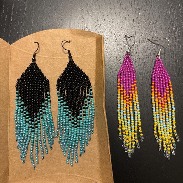 Alaska Native Beaded Earrings (gold River) - Etsy