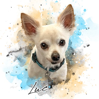 Custom Dog Portrait, Digital Portrait Dog Personalised Dog Portrait ...