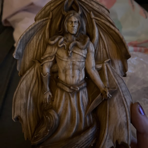 Handmade Samael Statue: Ash Wood Luciferian Occult Decor - Etsy