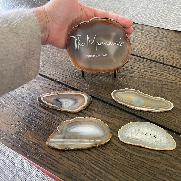 Personalized Engraved Agate Slice | Personalized Gift | Custom Plaque ...