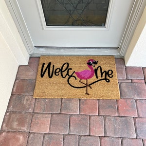 Flamingo Doormat Summer Doormat Summer Porch Decor Flamingo Decor Cute ...