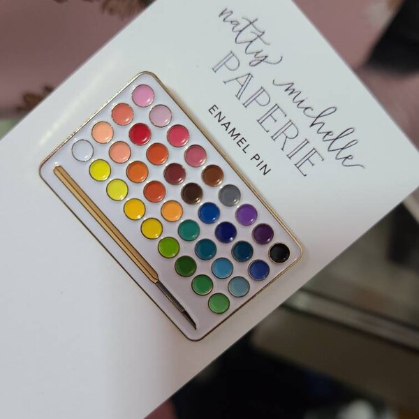 Watercolor Palette Enamel Pin - Etsy