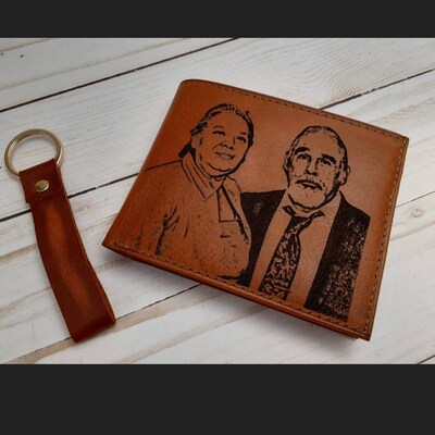 Photo Engraved Wallet With Personalized Message in Gift Box, Bifold ...