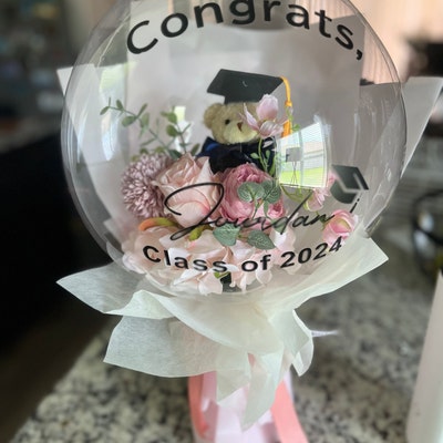 Graduation Bouquet: Flower Arrangement, Flower Balloon, Personalized Gift, Flower Bouquet ...