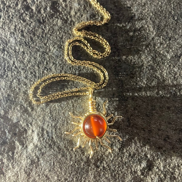 Sun Necklace/ Wire Wrapped Sun/ Handmade Wire Wrapped Sun /crystal ...