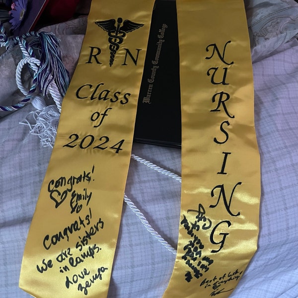 Embroidery NURSING Graduation Chiseled Stole No Trim - Etsy