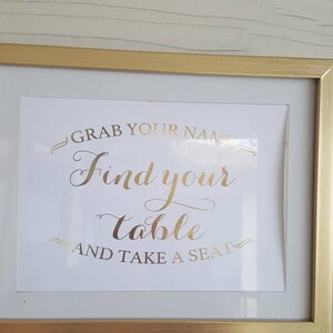 Foiled Gold Wedding Sign Find Your Table Sign Find Your Seat | Etsy