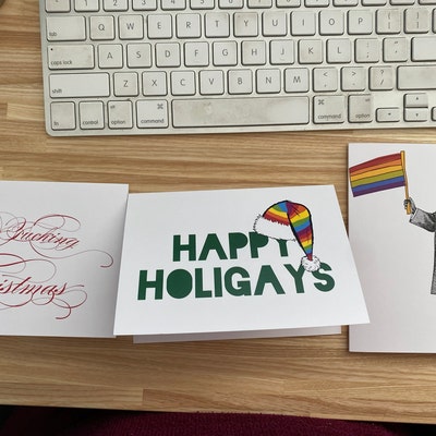 24 Funny Gay Christmas Cards Envelopes LGBTQ Rainbow Queer Holiday ...