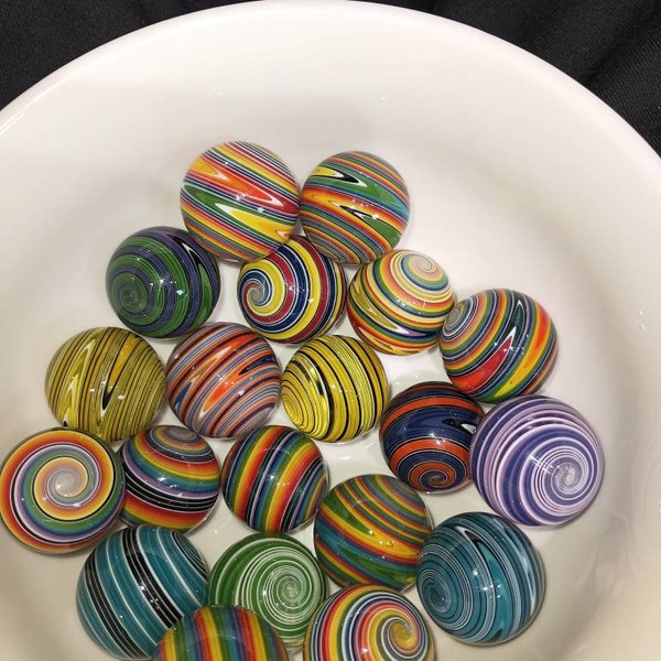 Linework Surprise Marbles 1", Rainbow Marbles, Mystery Marbles, Wig-wag ...