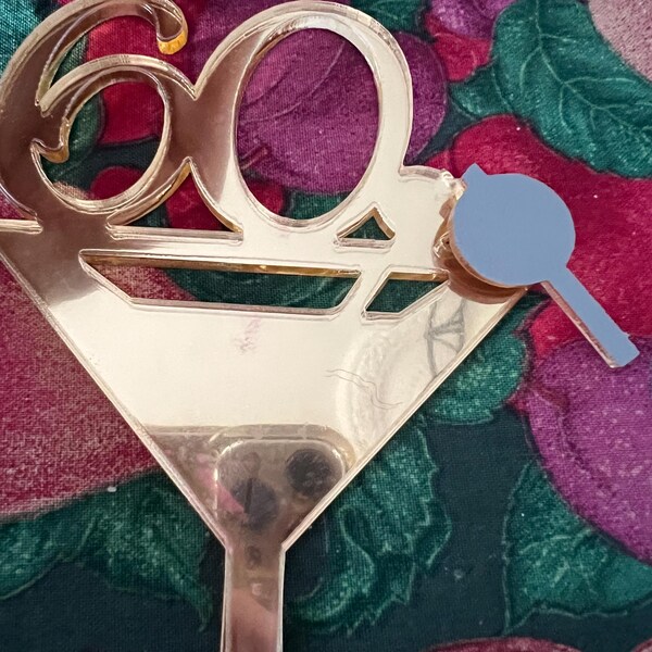 Handmade Martini Glass Cocktail Mirror Acrylic Number Cake Topper - Etsy
