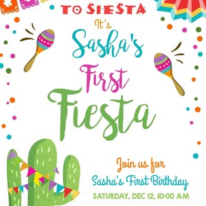 Editable First Fiesta Birthday Invitation Let's Fiesta No Time to ...