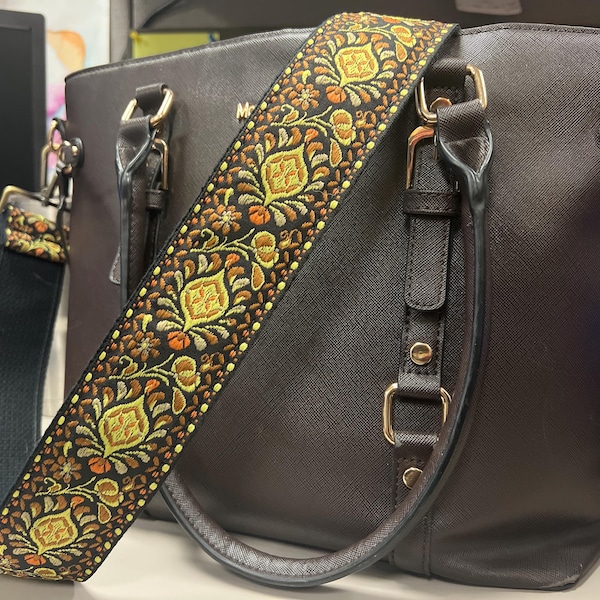 Slim Retro Purse Strap, Geometric Pattern, Replacement Crossbody Strap ...