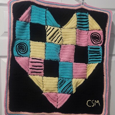 Sally's Patchwork Heart Crochet Baby Blanket Pattern NBC Inspired Jack ...