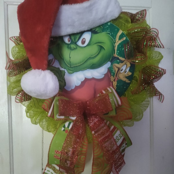 Grinch, Metal Wreath Sign, Door Decor, Round Wreath Sign. Now Taking ...