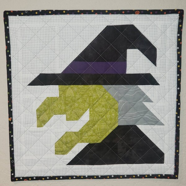 PDF Pattern - Wicked Witch Quilt Block Pattern, Halloween Quilt Block ...