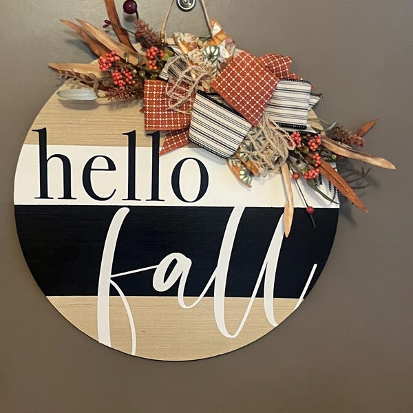 Hello Fall Door Hanger | Fall Decor | Front Door Decor | Fall Porch ...