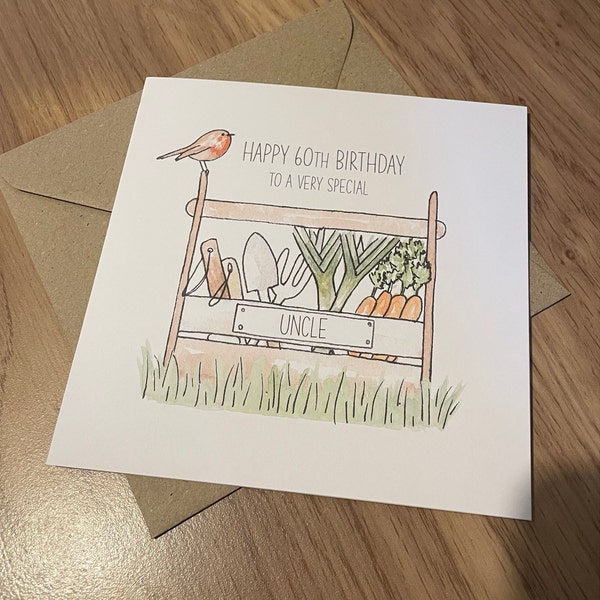 Gardening Birthday Card, Gardening Tool and Vegetable Card, Gardener ...