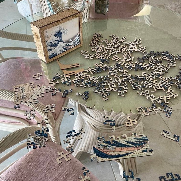 Wooden Jigsaw Puzzle the Great Wave off Kanagawa, Hokusai Japanese ...