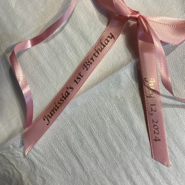 Personalized Satin Favor Ribbons: Custom Printed 3/8" Ribbon-favor ...