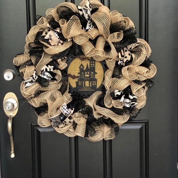 Ghost Deco Mesh Wreath, Halloween Wreath, Ghost Wreath, Halloween Décor ...