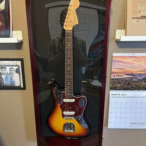 Guitar Display Case Cabinet Wall Rack for Fender Bass Acoustic W/98% UV ...