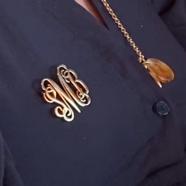 Gold Monogram Brooch, 3 Initials Monogram Brooch, Personalized Name Pin ...