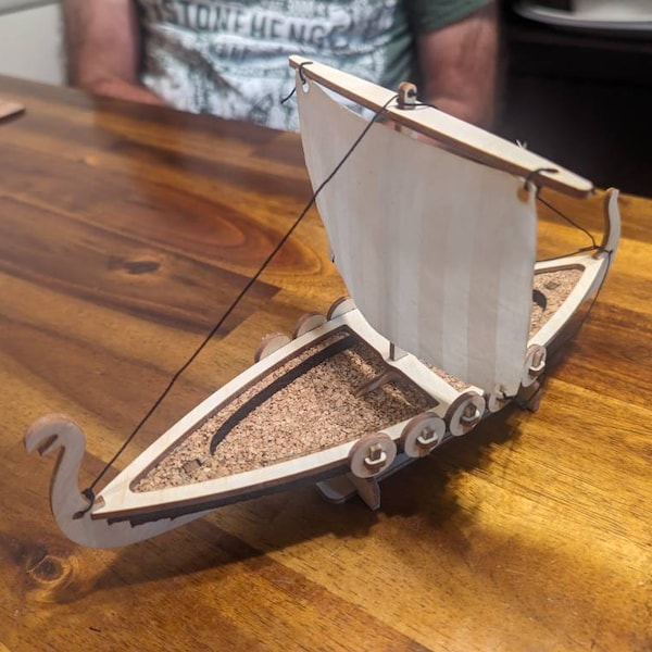 Viking Ship Model, Wooden Model Longboat, Viking Longship Float, Small ...