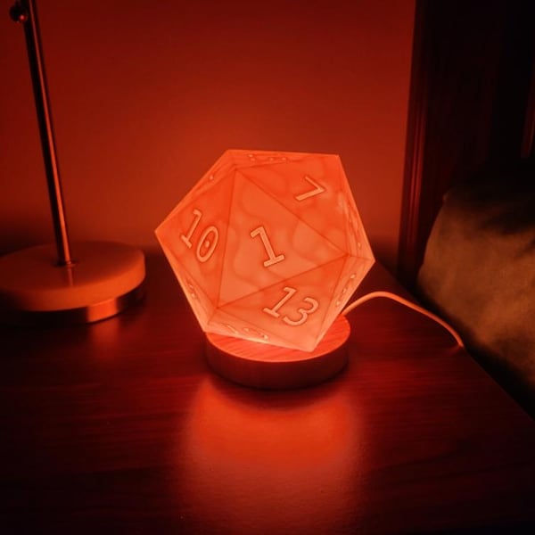 D20 Dice Lamp: 3D Printed Dungeons and Dragons Accent Light - Etsy