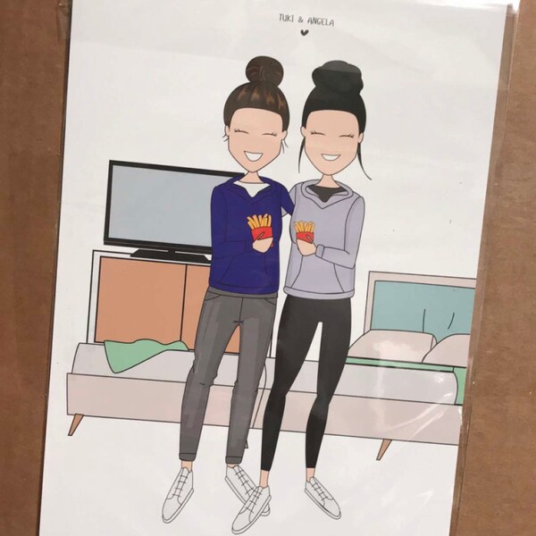 Custom Couple Bestfriend Portrait - Personalised Print - Best Moment ...