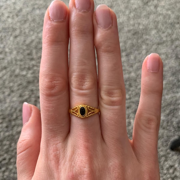 Vintage Looking Ring - Lace Ring - Gold Ring - Onyx Ring - Cocktail ...