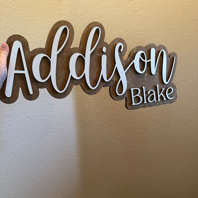 Stacked Name Sign Cutout / Nursery Name Sign / Baby Name Sign / Above ...