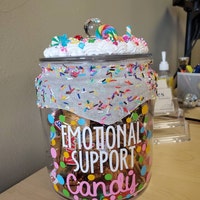 Personalized Funny Glass Candy Jar for Emotional Support, Custom Office ...