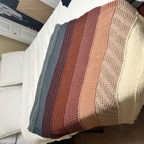 Sampler Striped Blanket Knitting Pattern, Rocky Mountain Sampler Throw ...