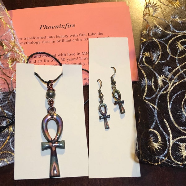 Ankh Necklace - 7th Anniversary Gift -flame Colored Copper Ankh ...