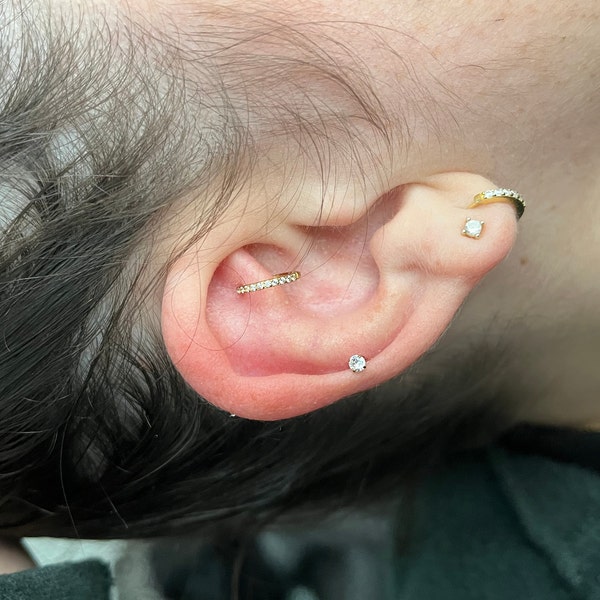 Dainty Diamond Belly Piercing, 14g Implant Grade Titanium Internal ...