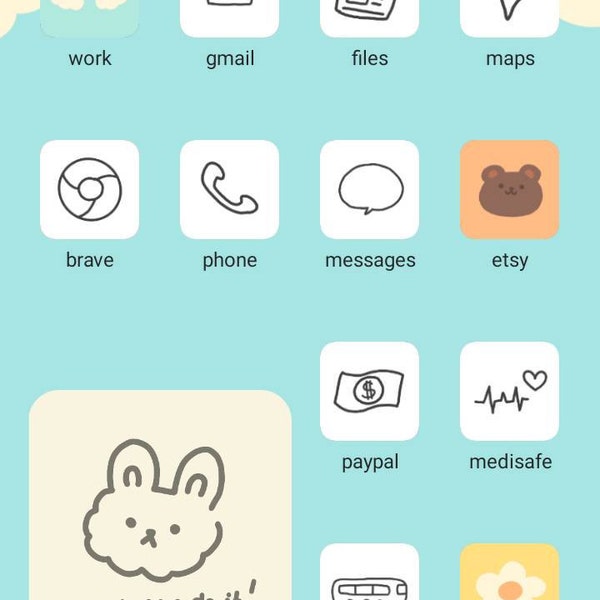 Cute Hand Drawn Ios & Android App Icons | Home Screen Set | Widget ...