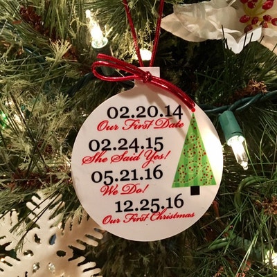 Our First Christmas Dates Ornament Newlywed Dates First Christmas ...