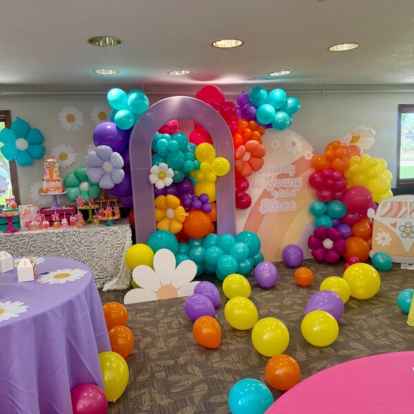 Groovy Birthday Decoration Backdrop. Young Wild and Three Birthday ...