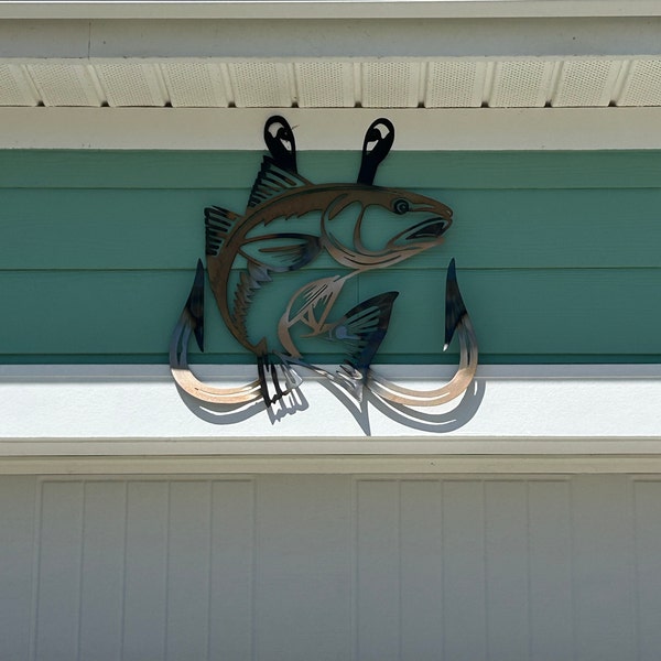 Metal Redfish With Hooks Plasma Cut Sign Art Red Fish Fishing Lake ...