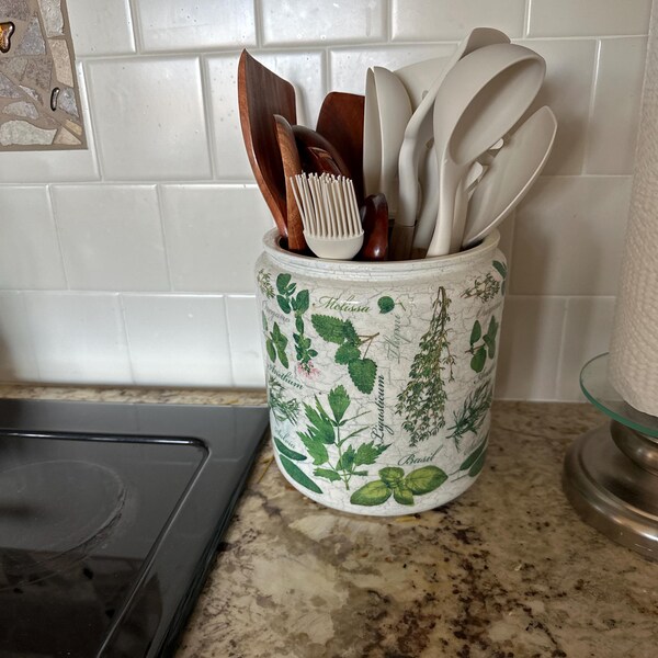 Extra Large Honey Bee Utensil Holder, Honey Bee Caddy, Honey Bee Crock ...