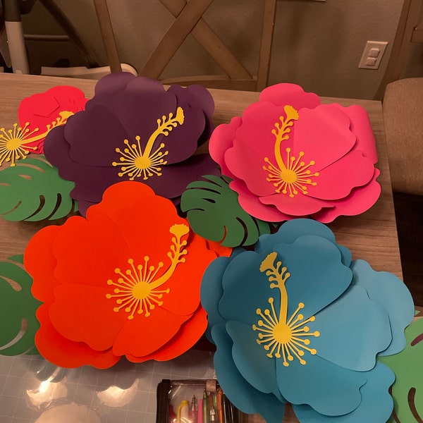 Svg Paper Flower Hibiscus Template, TROPICAL SET Hawaiian Flower,3 ...