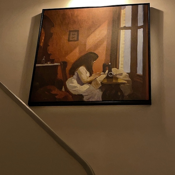 Edward Hopper : Girl at a Sewing Machine (1921) Canvas Gallery Wrapped ...