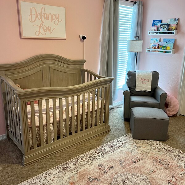Nursery Name Sign, Framed Over Crib Sign, Large Baby Name Sign, Girl ...