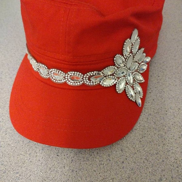 Womens Cadet Cap, Hat With Cross, Cadet Hat, Military Style, Bling Hat ...
