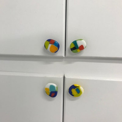 The Happy Knob, Bright Colorful Glass Cabinet Knobs, Primary Colors ...